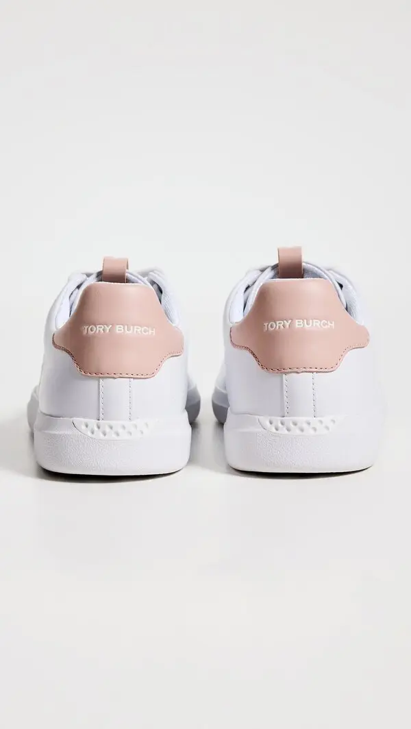 Tory Burch Double T Howell Court Sneakers In Titanium White